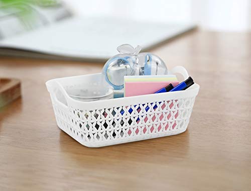 Tstorage Mini Desktop Basket Tray, Plastic Storage Tray Basket with Handles, 12 Packs, F