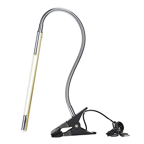 LED Clip Table Lamp - Portable Flexible Neck Desk Light for Tattoo/Manicure/Makeup USB Interface(Champagne Gold)