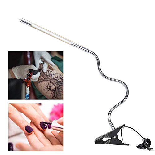 LED Clip Table Lamp - Portable Flexible Neck Desk Light for Tattoo/Manicure/Makeup USB Interface(Champagne Gold)