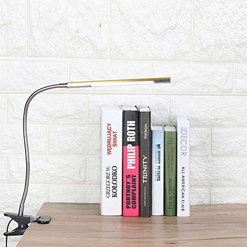 LED Clip Table Lamp - Portable Flexible Neck Desk Light for Tattoo/Manicure/Makeup USB Interface(Champagne Gold)