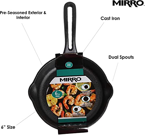 Mirro MIR-19050 Mini Ready to Use Pre-Seasoned Round Cast Iron Skillet, 6 Inch, Black