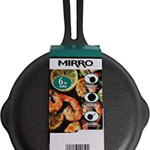 Mirro MIR-19050 Mini Ready to Use Pre-Seasoned Round Cast Iron Skillet, 6 Inch, Black