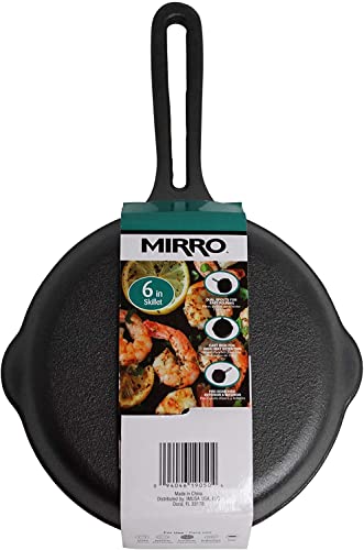 Mirro MIR-19050 Mini Ready to Use Pre-Seasoned Round Cast Iron Skillet, 6 Inch, Black