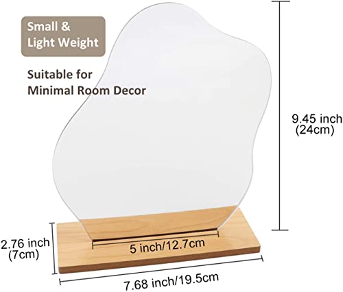 DaizySight Irregular Aesthetic Vanity Mirror Frameless, Decorative Desk Tabletop Acrylic Mirrors with Wooden Stand for Living Room, Bedroom, and Minimal Spaces Home Decor - Cloud Shape