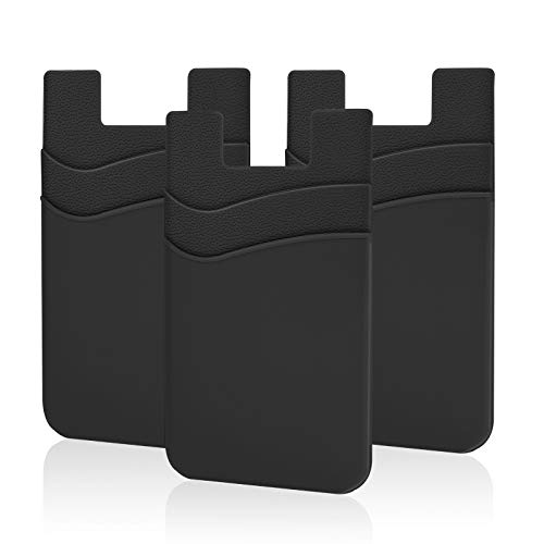 SHANSHUI Phone Wallet, Credit Card Holder for Black of Phone Wallet Stick On 2 Slots Pocket for Almost Smartphones