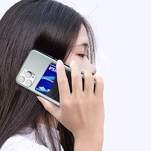 SHANSHUI Phone Wallet, Credit Card Holder for Black of Phone Wallet Stick On 2 Slots Pocket for Almost Smartphones