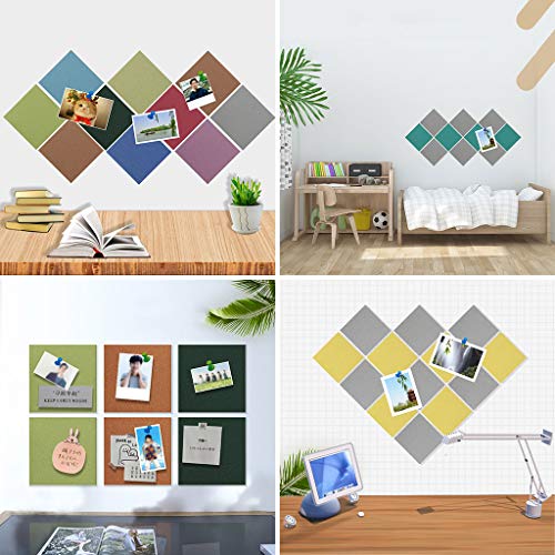 Square Cork Board Wall Sticker x4, Color Message Board Photo Wall, DIY self-Adhesive Background Board Display Board, 30x30cm