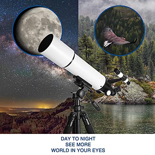 OYS Telescope for Kids Adults Astronomy Beginners, 80mm Aperture 500mm AZ Mount, Astronomical Refractor Travel Telescope with Tripod and Phone Adapter to Observe Moon and Planet