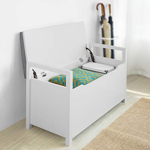 Haotian FSR76-W, Storage Shoe Bench with Lift Up Top and Padded Seat Cushion, Bench with Storage Chest, Toy Box