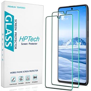 hptech [2 pack] screen protector for samsung galaxy a71 4g / 5g / 5g uw tempered glass, 9h hardness, anti scratch, case friendlybubble free