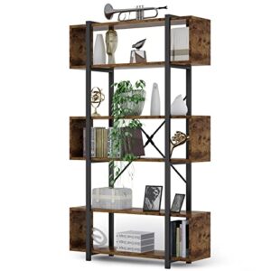 Tribesigns Bookshelf, Industrial Bookcase Freestanding Display Decorative Shelf