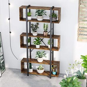 Tribesigns Bookshelf, Industrial Bookcase Freestanding Display Decorative Shelf