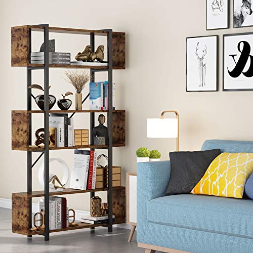 Tribesigns Bookshelf, Industrial Bookcase Freestanding Display Decorative Shelf