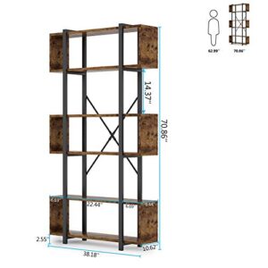 Tribesigns Bookshelf, Industrial Bookcase Freestanding Display Decorative Shelf