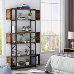 Tribesigns Bookshelf, Industrial Bookcase Freestanding Display Decorative Shelf