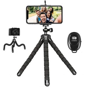 flexible phone tripod with wireless remote, mini tripod stand for iphone 14 13 12 mini 11 pro max xs xr x samsung android camera adjustable iphone tripod stand for video recording vlogging