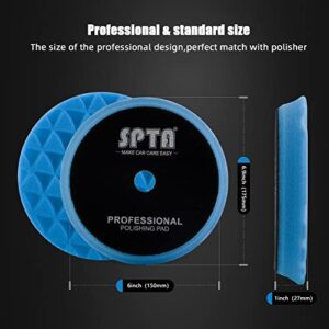 Polishing Pads, 5Pc 6 Inch 150mm Orbital Buffer Polisher Pads and 1Pc Microfiber Buffing Pads, Foam Polish Pad for Compounding, Polishing and Waxing, for 6''/150mm Backing Plate Car Polisher -TPPMIX