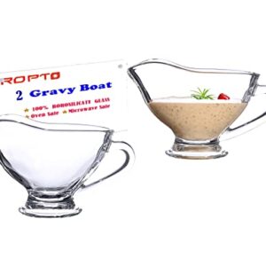 Crystal Gravy Boat - Pack of 2 - Gravy Server Sauce Boat - gravy saucer perfect party decorations dinner