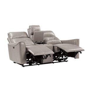 Lexicon Edelweiss Power Double Reclining Loveseat, Light Gray