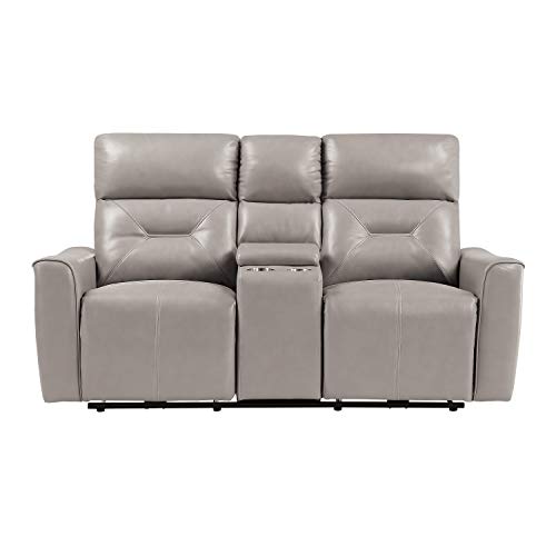 Lexicon Edelweiss Power Double Reclining Loveseat, Light Gray