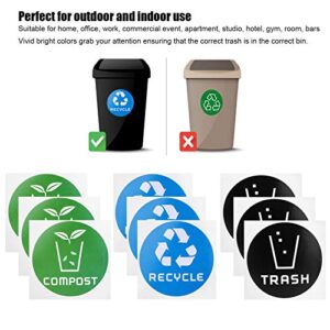 60Pcs/Set Round Recycle Trash Compost Sticker Recycle Sticker Trash Can Decal for Trash Cans Garbage Containers Recycle Bins