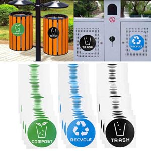 60Pcs/Set Round Recycle Trash Compost Sticker Recycle Sticker Trash Can Decal for Trash Cans Garbage Containers Recycle Bins