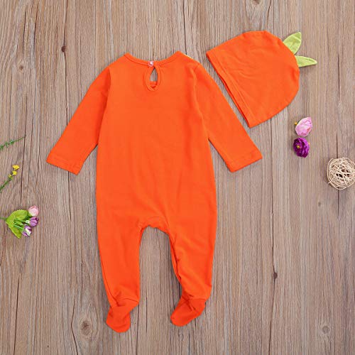 DuAnyozu Infant Baby Girl Boy Halloween Costumes Outfit Pumpkin Footed Romper Jumpsuit Fancy Clothes (0-3 Months, Orange)