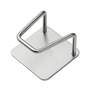 Queenbox 2 x 2 x 1.3 Adhesive Sponge Holder, Silver Brushed Stainless Steel Kitchen Sink Organizer for Draining Scrubbing Brush, Dishrag, Soap