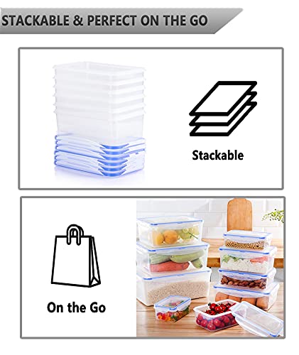 Mengico Food Storage Containers Meal Prep Container Airtight Food Storage Containers Plastic Food Containers With Lids Lunch Containers[8 Pack, 73 Ounce]