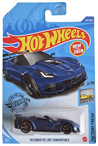 DieCast Hotwheels '19 Corvette ZR1 Convertible 144/250 [Blue], Factory Fresh 2/10