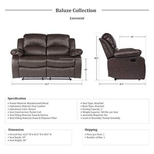 Lexicon Baluze Double Reclining Loveseat, Brown