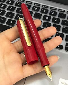 kaco master fountain pen extra fine nib vivid red color with alloy pen case