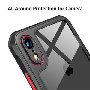 TENOC Phone Case Compatible for iPhone XR Case, Clear Back Cover Bumper Cases for XR 6.1-Inch, Black