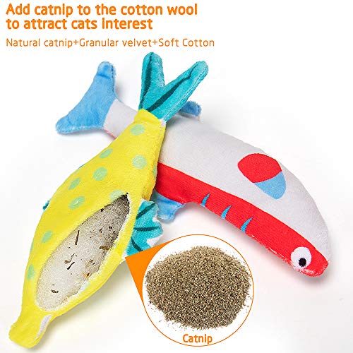 AWOOF Catnip Toys for Indoor Cats, Natural Catnip Cat Toys Kitten Toys - 8 PCS Fish Cat Toys Set for Boredom