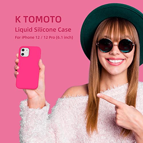 K TOMOTO Compatible with iPhone 12 Case/iPhone 12 Pro Phone Case 6.1 Inch (2020), [Silky and Soft Touch Series] Premium Liquid Silicone Gel Rubber Full-Body Protective Cover, Hot Pink