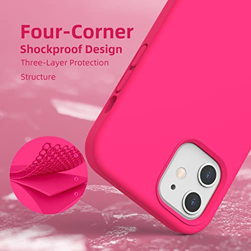 K TOMOTO Compatible with iPhone 12 Case/iPhone 12 Pro Phone Case 6.1 Inch (2020), [Silky and Soft Touch Series] Premium Liquid Silicone Gel Rubber Full-Body Protective Cover, Hot Pink