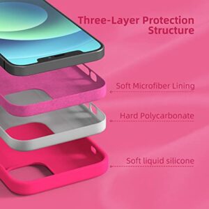 K TOMOTO Compatible with iPhone 12 Case/iPhone 12 Pro Phone Case 6.1 Inch (2020), [Silky and Soft Touch Series] Premium Liquid Silicone Gel Rubber Full-Body Protective Cover, Hot Pink