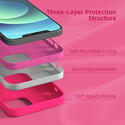 K TOMOTO Compatible with iPhone 12 Case/iPhone 12 Pro Phone Case 6.1 Inch (2020), [Silky and Soft Touch Series] Premium Liquid Silicone Gel Rubber Full-Body Protective Cover, Hot Pink