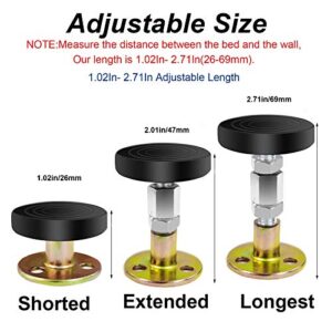 4PCS Bed Frame Anti-Shake Tools,Adjustable Bed Frame headboard stoppers AntiShake Fixer,with 8 Hex Nuts No More Wobble,Telescopic Support Stabilizer for Room Wall,for Beds Sofas Cabinets,Easy Install