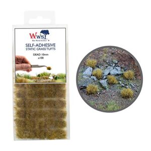 war world scenics self adhesive static grass tufts x 100 – dead, 10mm – model railway wargame scenery railroad modelling diorama miniature hobby tabletop