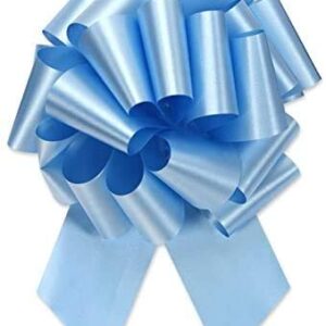 Extra Large Light Blue Gift Wrap Pull Bows - 8" Wide, XL Light Blue Ribbon Big Pull Flower Bows for Baby Shower and Birthday Gifts and Presents, Set of 4 (Light Blue)