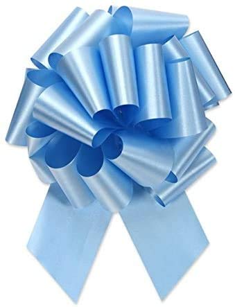 Extra Large Light Blue Gift Wrap Pull Bows - 8" Wide, XL Light Blue Ribbon Big Pull Flower Bows for Baby Shower and Birthday Gifts and Presents, Set of 4 (Light Blue)