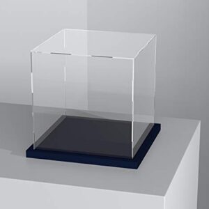 HEMYLU Display Case with Black Velvet Base, Simple Self-Assembly Clear Acrylic Display Box with Lid, 11 Inch Cube Countertop Box for Collectibles, Home Organization (11x11x11 inch)