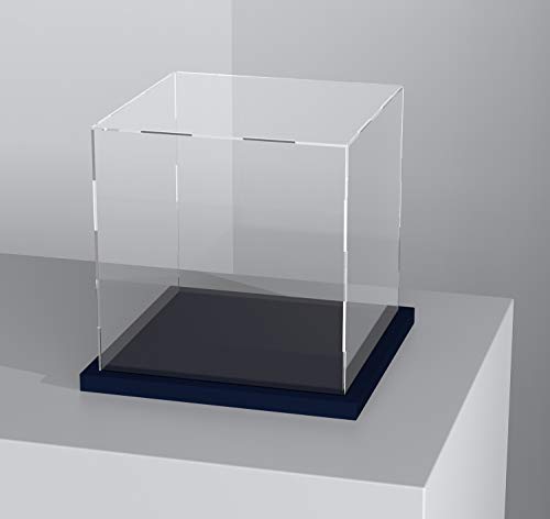 HEMYLU Display Case with Black Velvet Base, Simple Self-Assembly Clear Acrylic Display Box with Lid, 11 Inch Cube Countertop Box for Collectibles, Home Organization (11x11x11 inch)