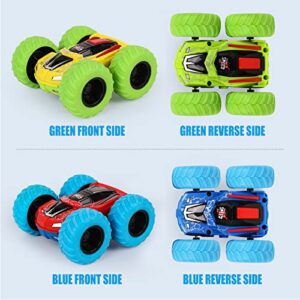 M SANMERSEN Flip Cars - 2 Pack Rotating Stunt Car Toys for 3 4 5 6 Year Old Boys - Push and Go Vehicle Monster Toy Trucks Boys Girls Gifts