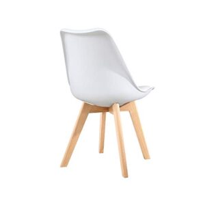 LSSBOUGHT Mid Century Modern Dining Chairs,Shell Lounge Plastic Side Chair with Soft Padded and Wooden Legs for Dining Room Living Room Bedroom Kitchen Set of 2 (White)