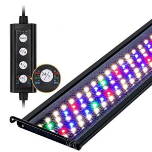 hygger 14w 24/7 lighting aquarium led light, sunrise-daylight-moonlight mode and diy mode, adjustable timer adjustable brightness fish tank light with extendable bracket 7 colors for planted tank