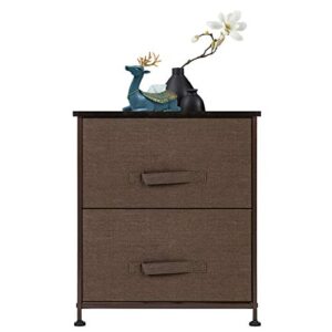 Corodo 2 Drawers Dresser Fabric Furniture Storage Tower Unit for Bedroom, Hallway, Entryway, Hallway Closet Organizers - Sturdy Steel Frame, Wood Top, Easy Pull Handle Bins