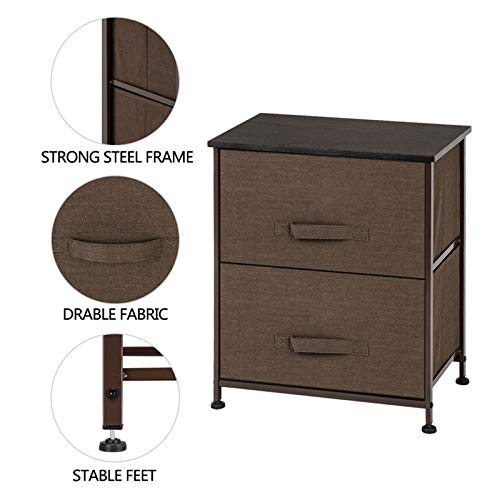 Corodo 2 Drawers Dresser Fabric Furniture Storage Tower Unit for Bedroom, Hallway, Entryway, Hallway Closet Organizers - Sturdy Steel Frame, Wood Top, Easy Pull Handle Bins