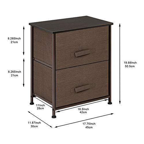 Corodo 2 Drawers Dresser Fabric Furniture Storage Tower Unit for Bedroom, Hallway, Entryway, Hallway Closet Organizers - Sturdy Steel Frame, Wood Top, Easy Pull Handle Bins